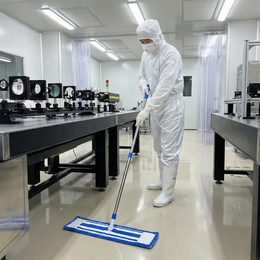 Microfiber Stripe Cleanroom Mop Pad ISO 5 | OEM Supply & Bulk Pricing