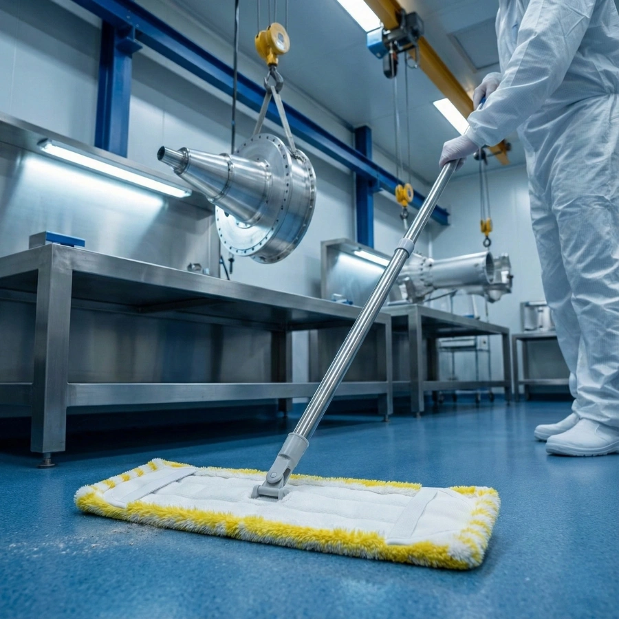 ISO 5 Microfiber Stripe Cleanroom Mop Pad Yellow | CMP-RUS-008-YELLOW ...